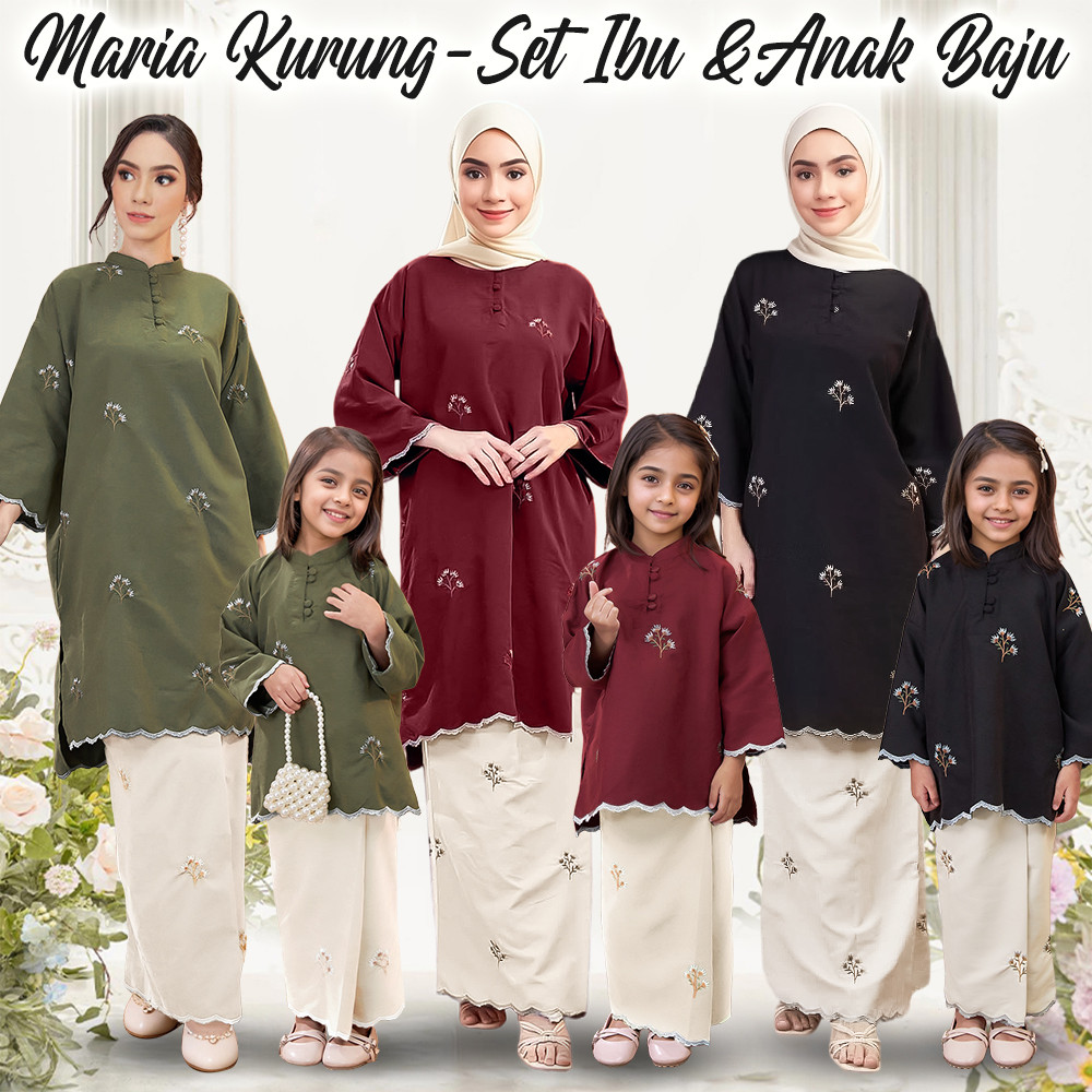 Maria kebarung Modern Raya Hajj Clothes 2025 Baju Kurung Set Mother ...