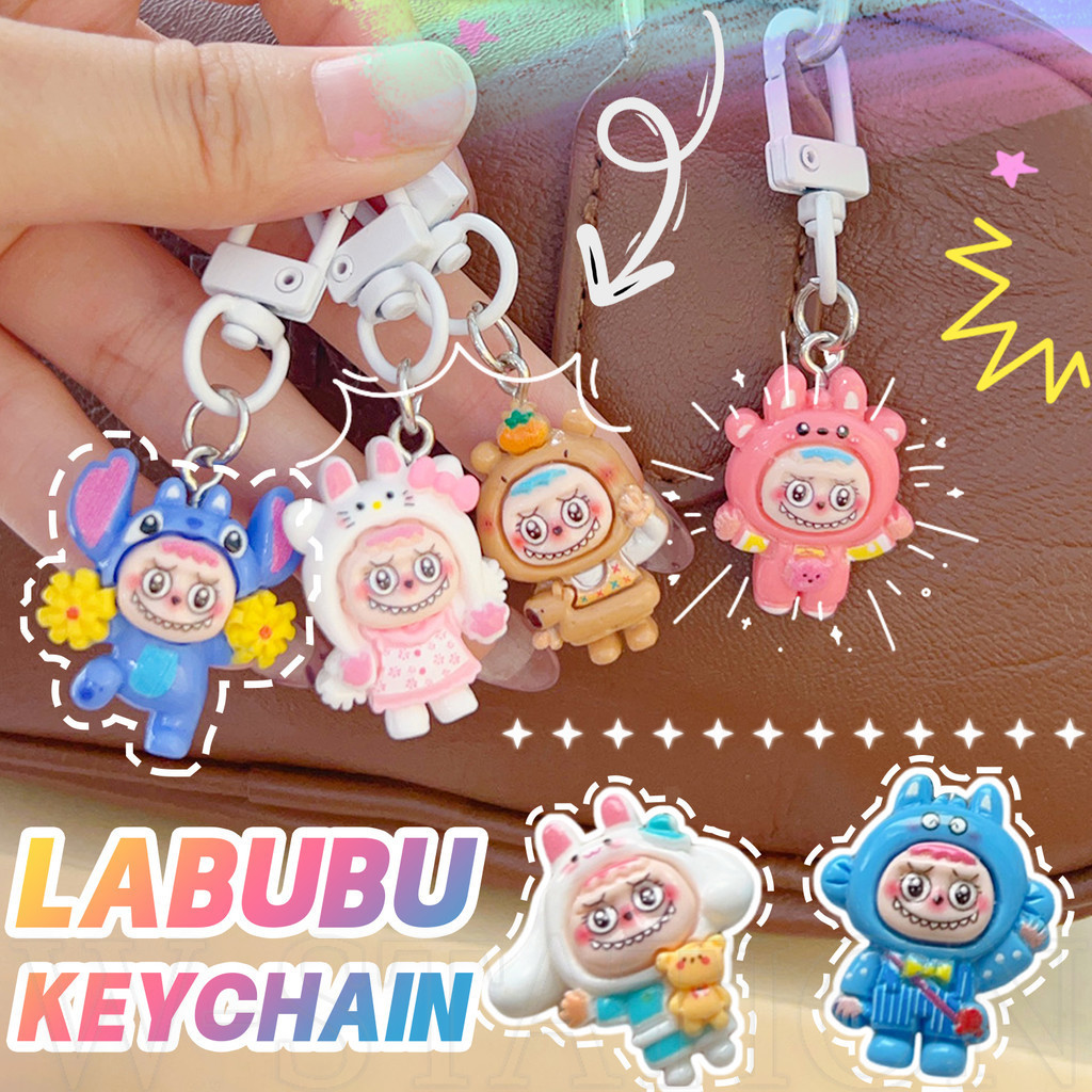New Creative Labubu Keychain - Cute Cartoon Resin Couple Pendant ...