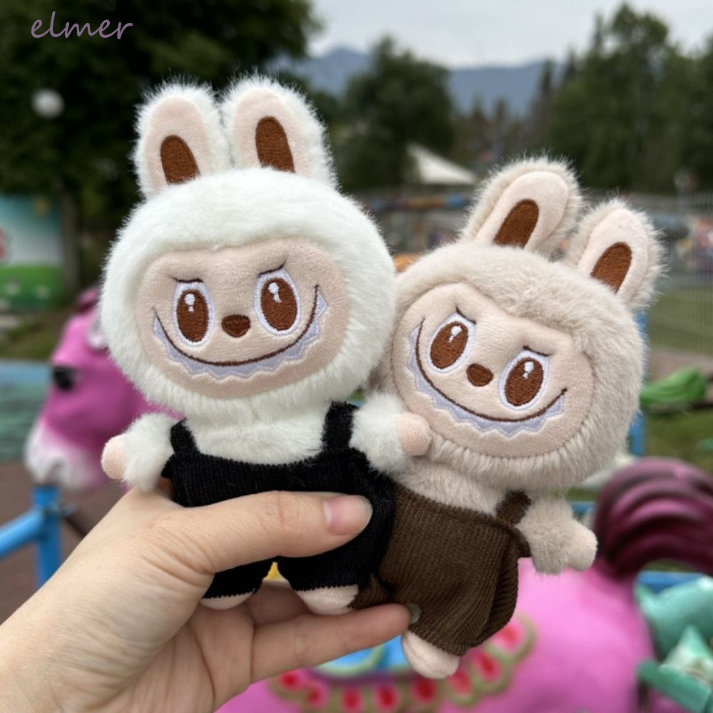 ELMER Labubu Pendant Keychain, Mokoko Overall Suit Labubu Plush Doll ...