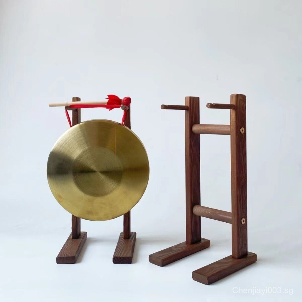 Solid Wood Copper Gong Rack Desktop Copper Gong Rack Chinese Gong Gong ...
