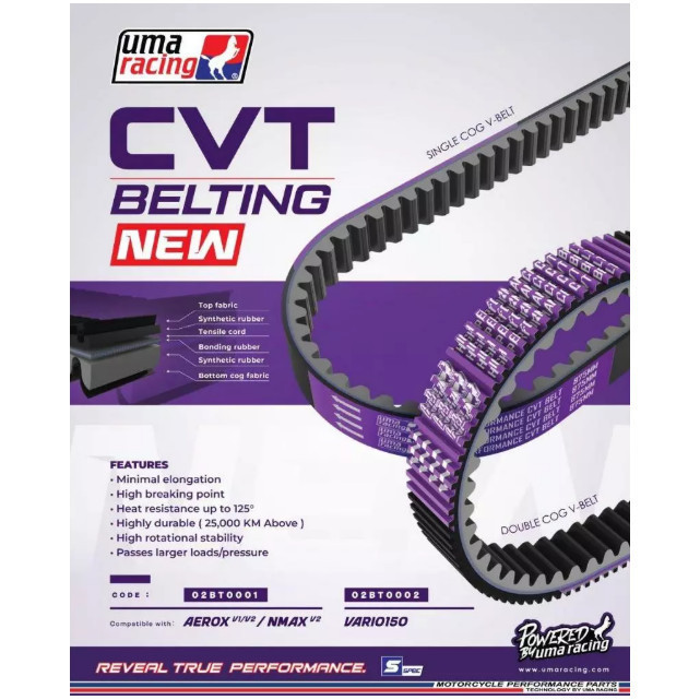 UMA RACING SCOOTER CVT BELTING NMAX155 V2 & NVX155 V1/V2 & PCX150 V1/V2 ...