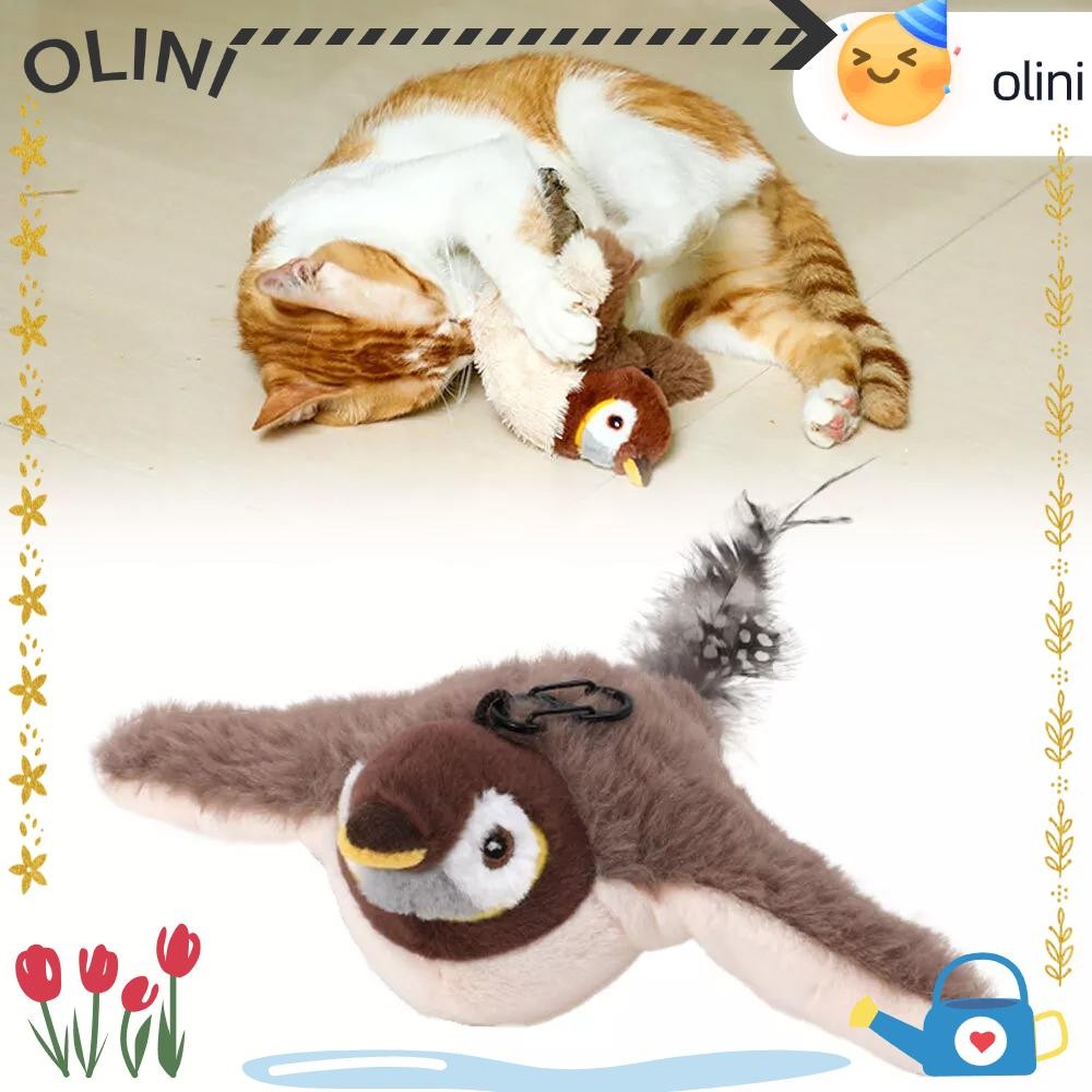 OLINI Flapping Bird Sparrow Cat Toy, USB Vivid Chirping Interactive ...