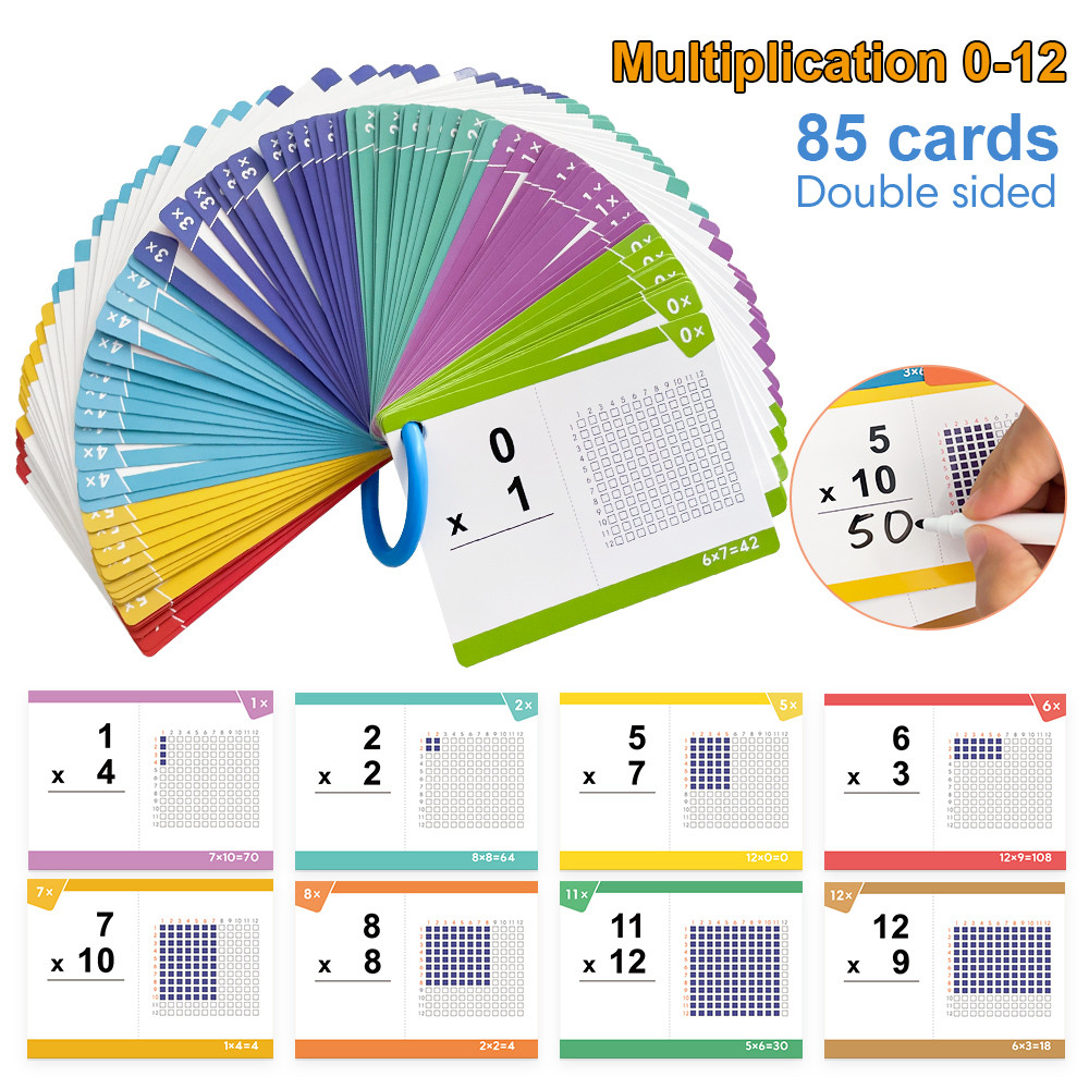 Kids Learning 0-12 Multiplication Arithmetic Math Flash Cards Times ...