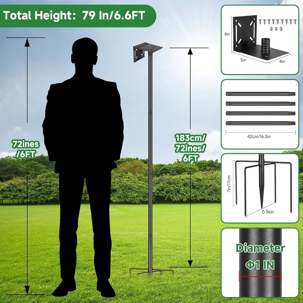 79In Smart Bird Feeder Pole Mount Kit,Adjustable Bird House Pole for ...