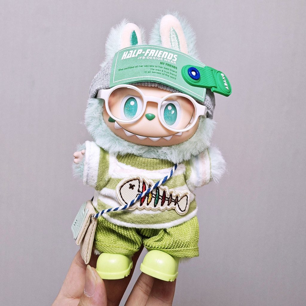 Labubu clothing, fishbone six-piece suit, Labubu doll clothes, 15cm ...