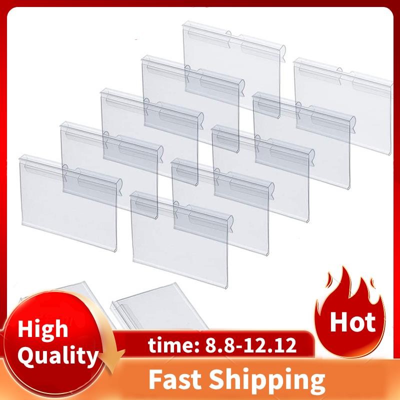 100Pcs Clear Plastic Label Holders for Wire Shelf Retail Price Label ...
