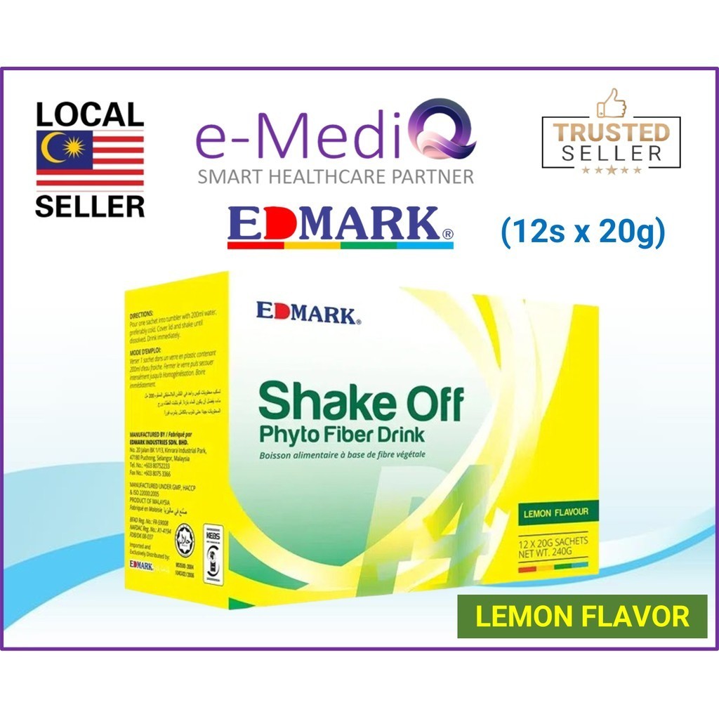 Edmark Shake Off Phyto Fiber Drink - Lemon Flavour 20g X 12 Sachet (Exp: Feb/2026) New Stock ...