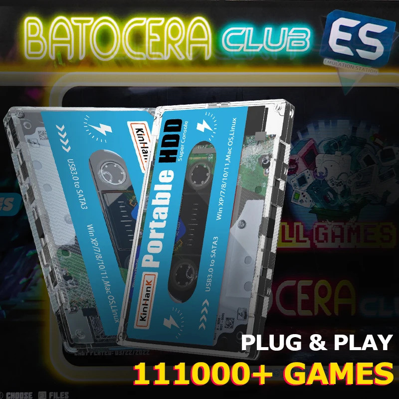 Kinhank Super Console X 500G/2T HDD Batocera 33 111000 Retro Games For ...