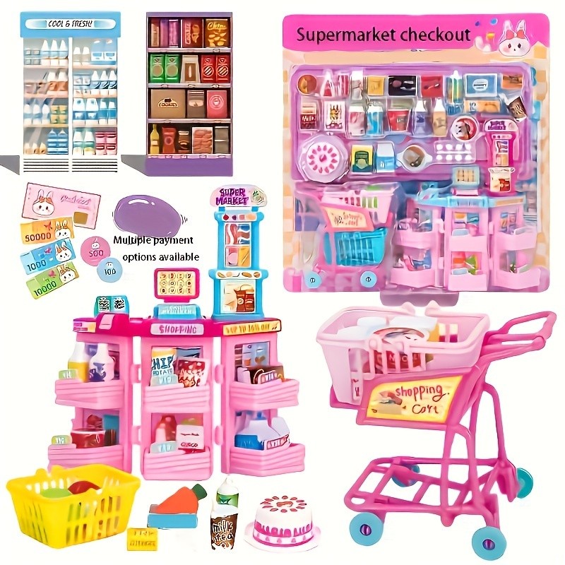 Mini Cashier Toy Cash Register Playset Pretend Play Set for Kids ...
