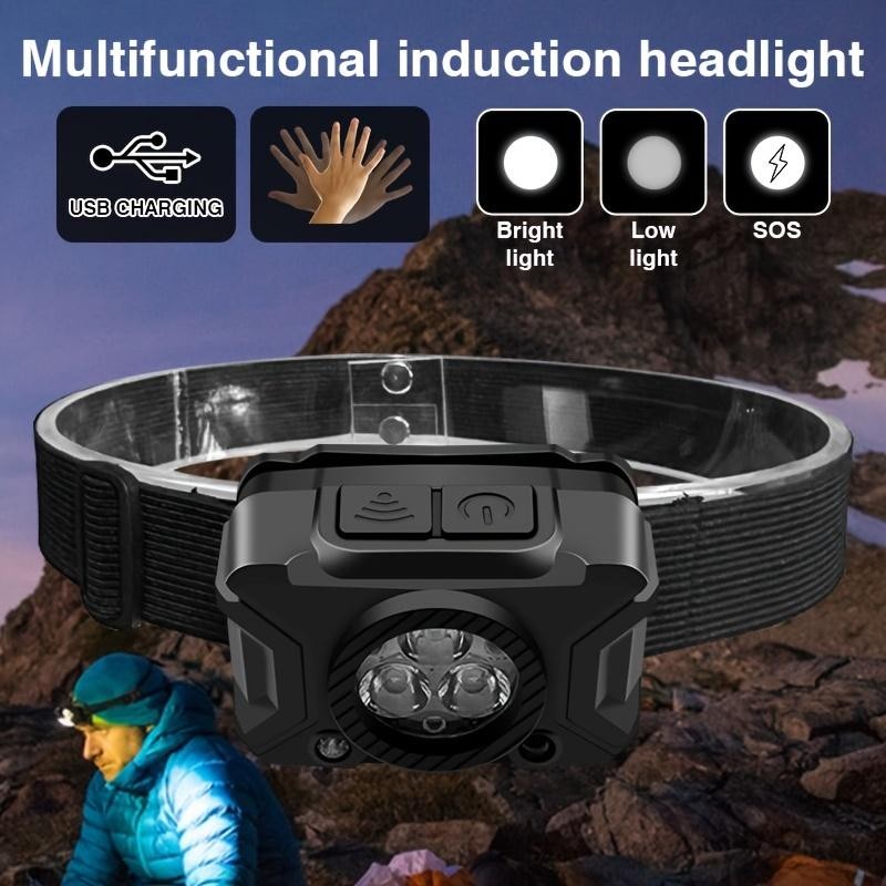 Multifunctional LED Induction Headlamp USB-C Rechargeable 3-Mode ...