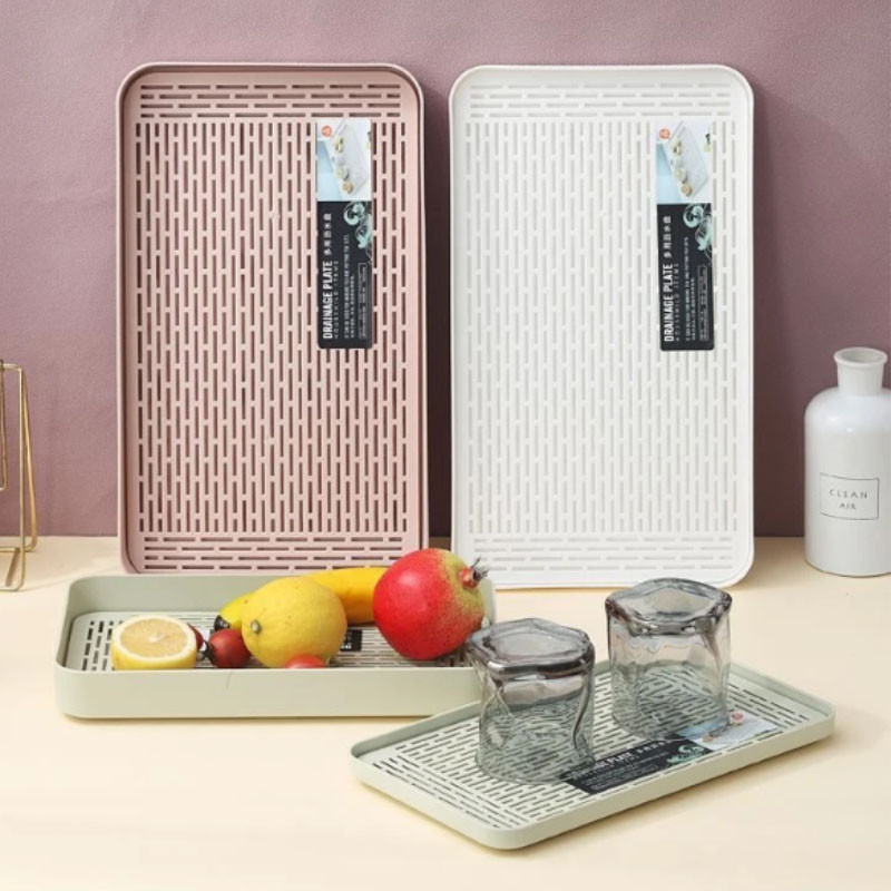 Kitchen Drain Tray Tableware Cup Holder Double Layer Rectangle ...