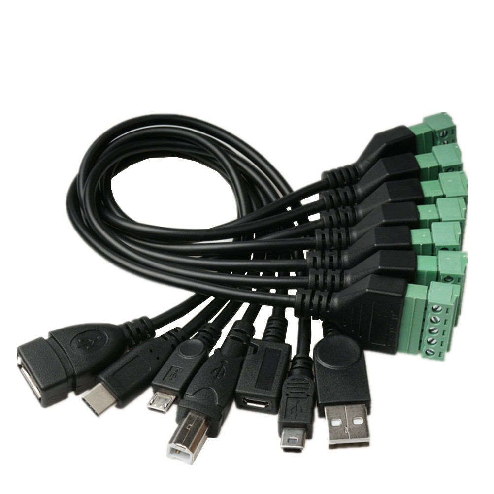 Micro Mini USB USB-A/USB-B/USB-C Male Female to Green Bolt Screw Shield ...