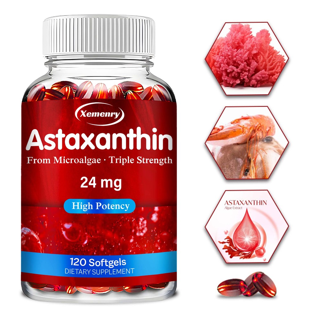 Micro Ingredients Astaxanthin 12 mg, 30/60/120 Softgels, Premium ...