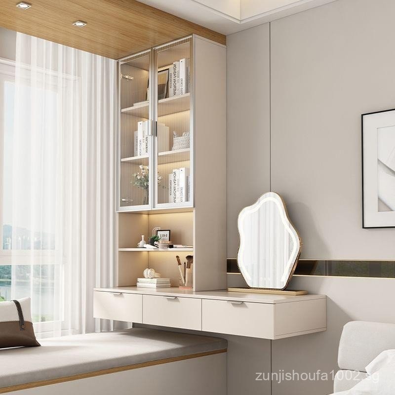 Minimalist Modern Dressing Table Bedroom Makeup Desk Desk Integrated Solid Wood Bedside Table ...