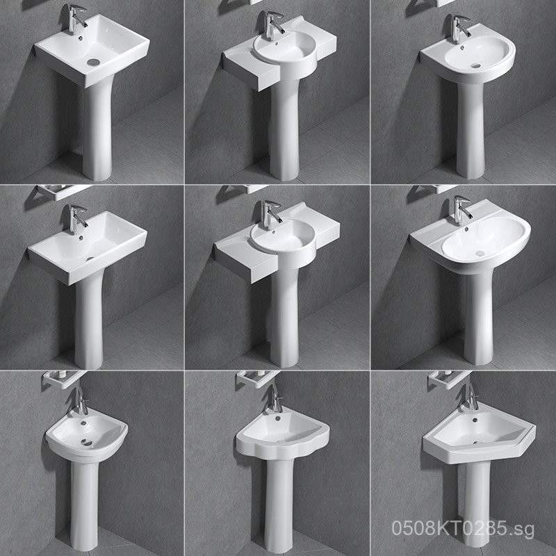 Integrated Mini Small Apartment Wash Basin Triangle Ceramic Pedestal ...