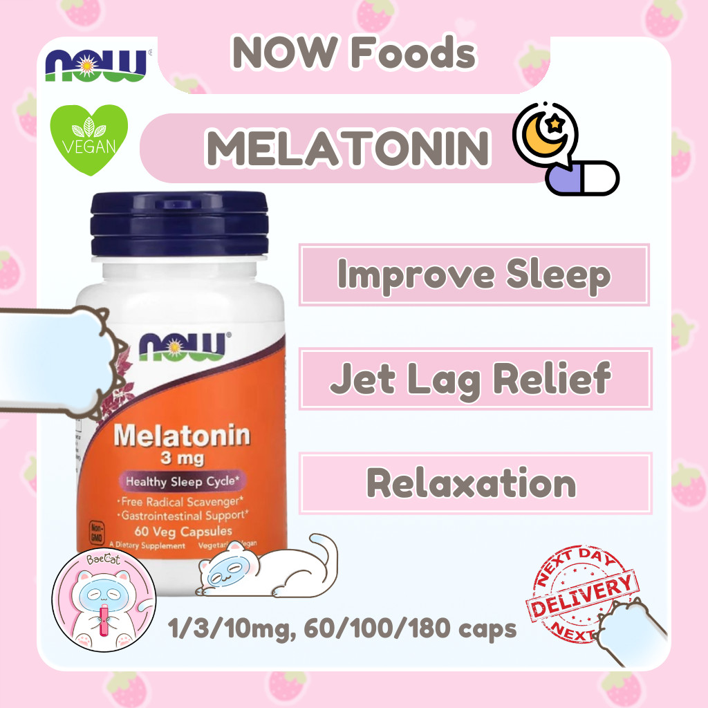 Now Foods Melatonin 3 mg (60, 180 Veg Capsules) 5 mg (120 Tablets) 10 mg (100 Veg Capsules ...