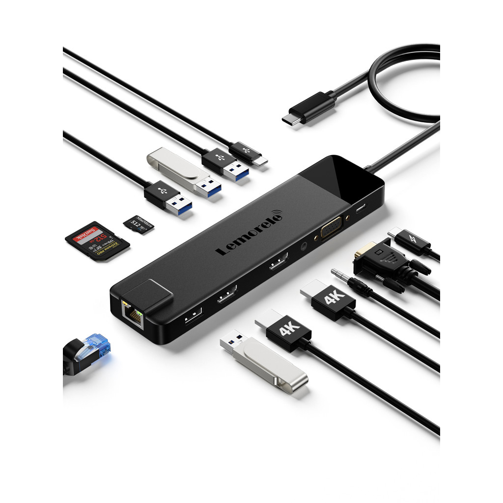Lemorele Docking Station Laptop Usb C Hub Dock Hdmi Splitter Adapter 2 ...