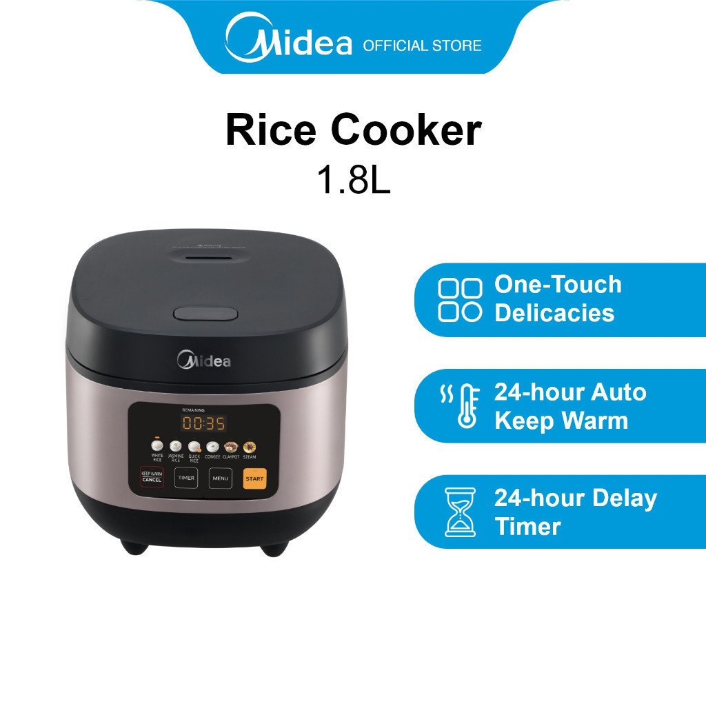 Midea MRD180B1ADRH Front View Panel Rice Cooker, 1.8L | Shopee Singapore