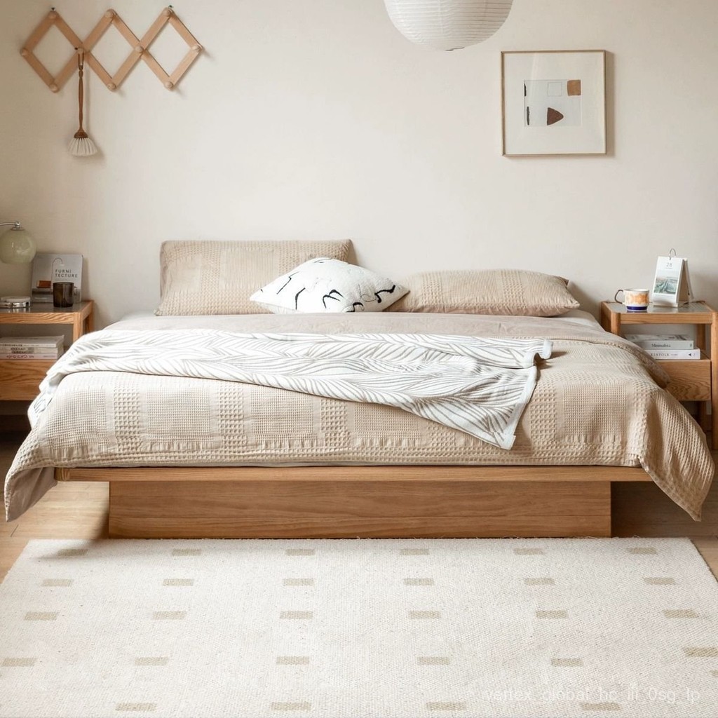 Genji Muyu Solid Wood Bed Non-Bedside Tatami Bed Storage Bed Suspension ...