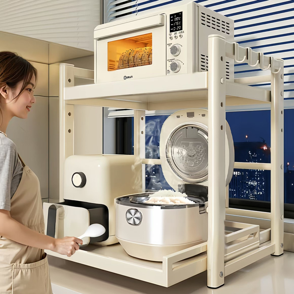 Boyuan Microwave Oven Storage Rack Pull-out Kitchen Rice Cooker Shelf ...