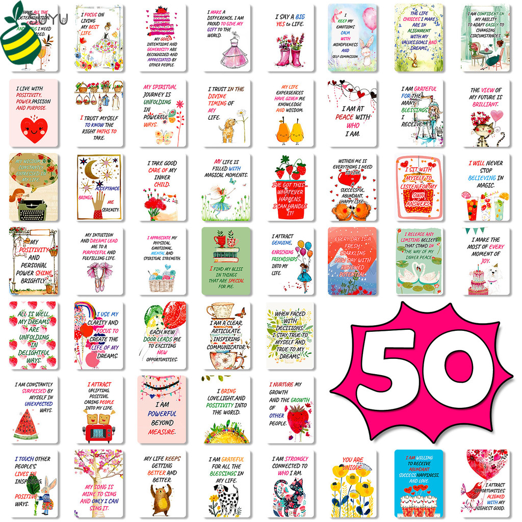 50 Pcs Variety Inspirational Cards, Positive Affirmation Cards with ...