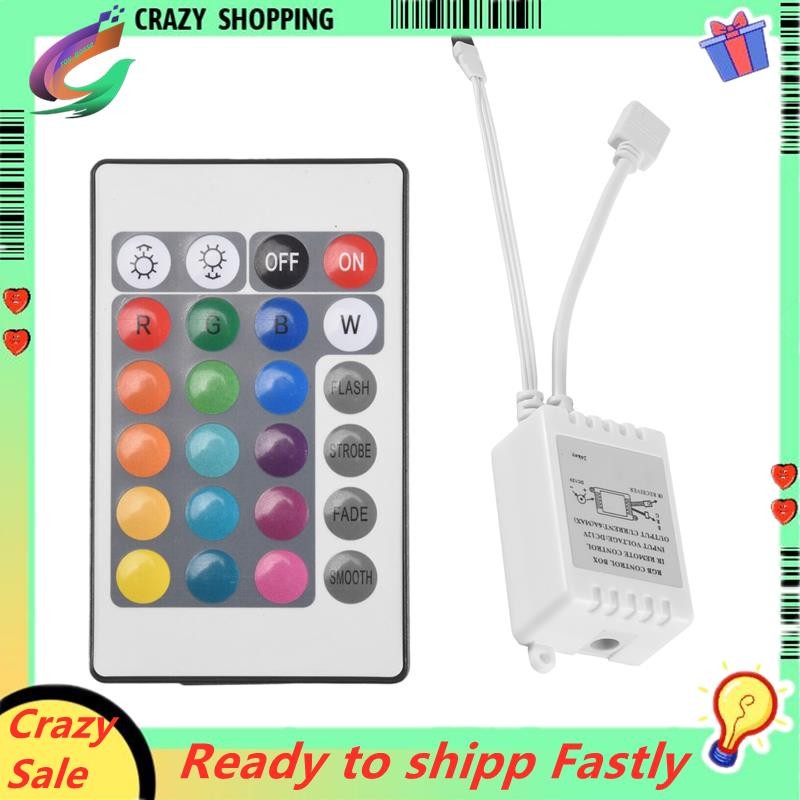 24 Keys Remote Control+ LED Controller RGB Control Box IR Light Strip ...