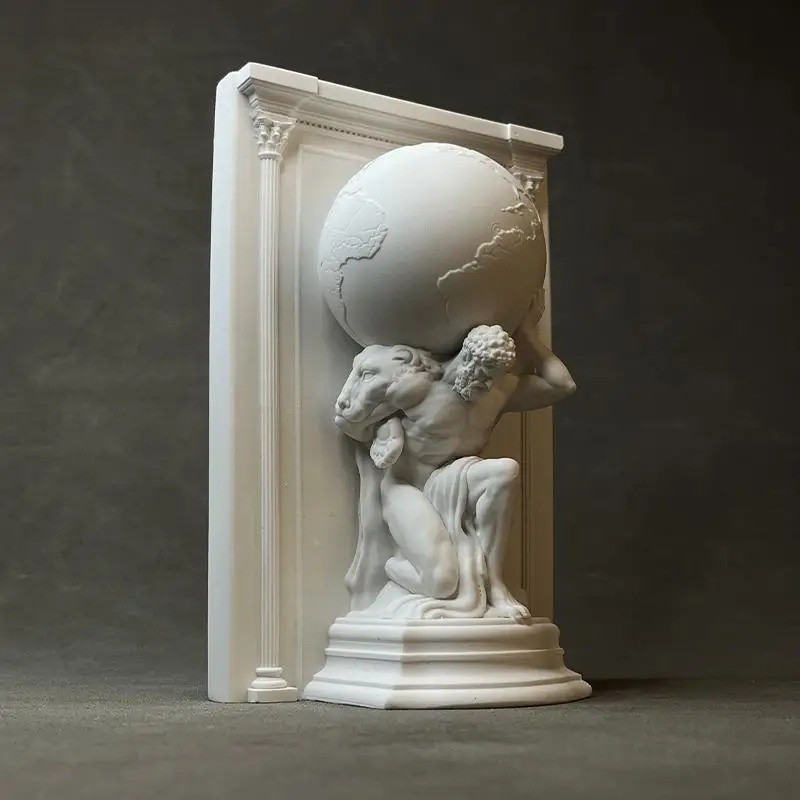 Hercules lifting the earth figure sculpture plaster statue bookshelf ...