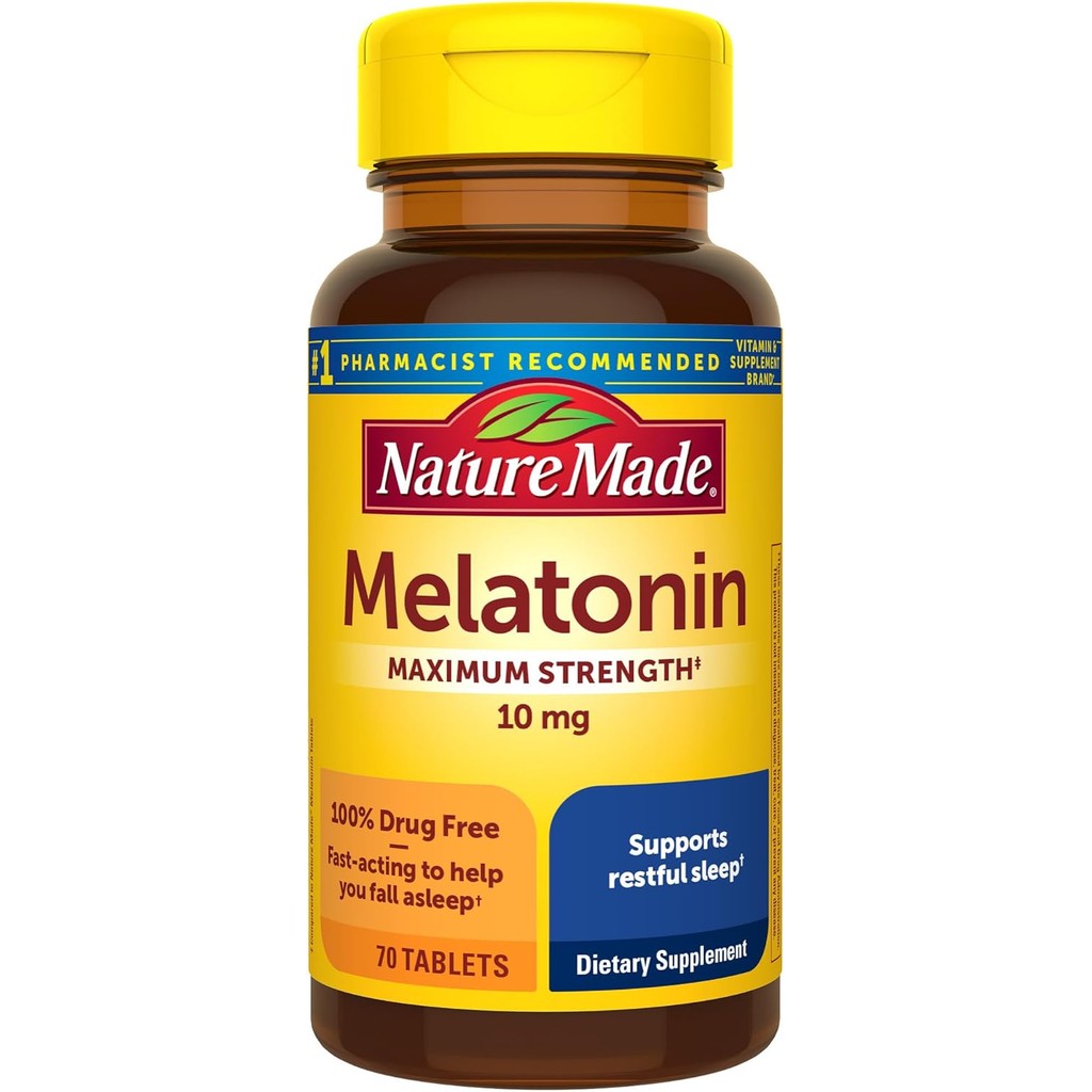 Nature Made Melatonin 10mg Maximum Strength Tablets, 100% Drug Free ...