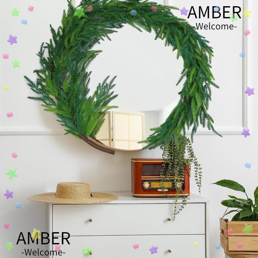 AMBER Artificial Garland, Green Mantle Decoration Garlands Norfolk Pine ...