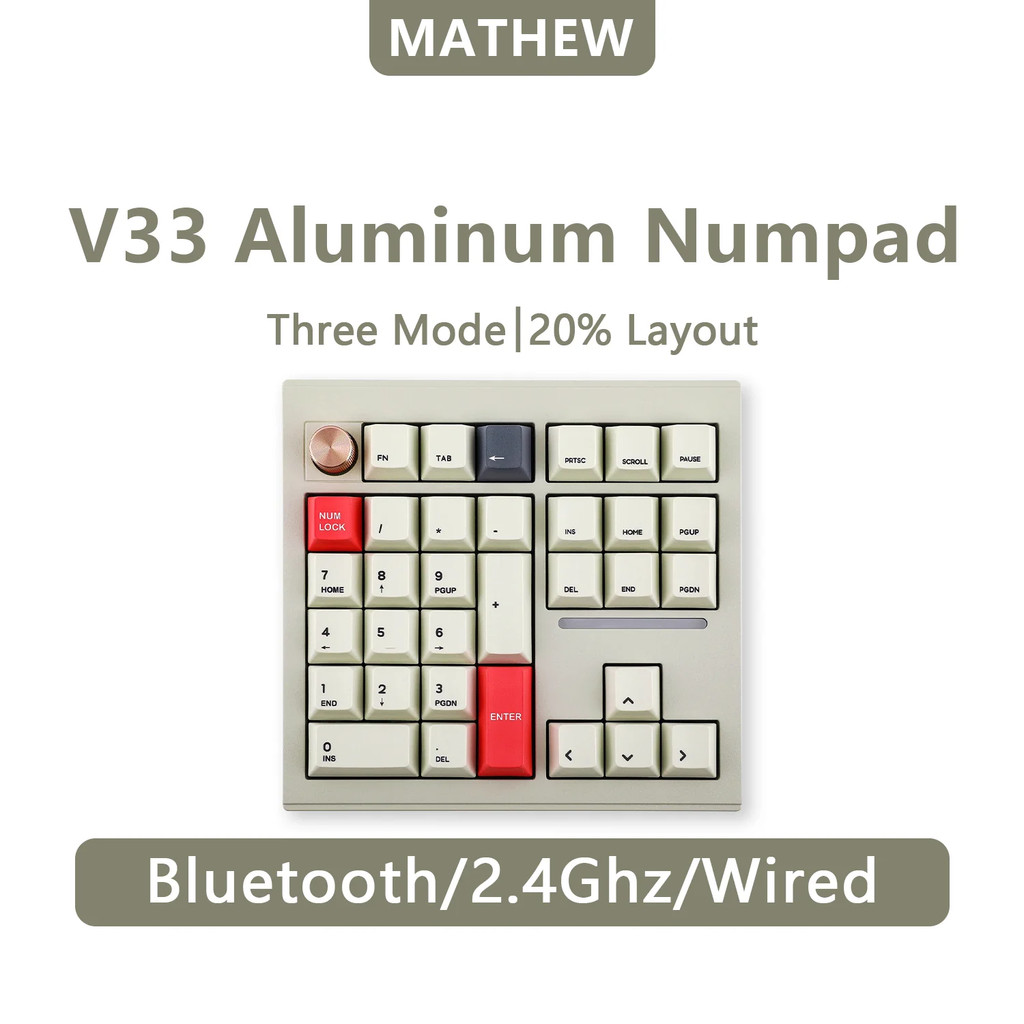 CIDOO V33 Numpad Aluminum Gamer Keyboard 3mode Mechanical Keyboard VIA ...
