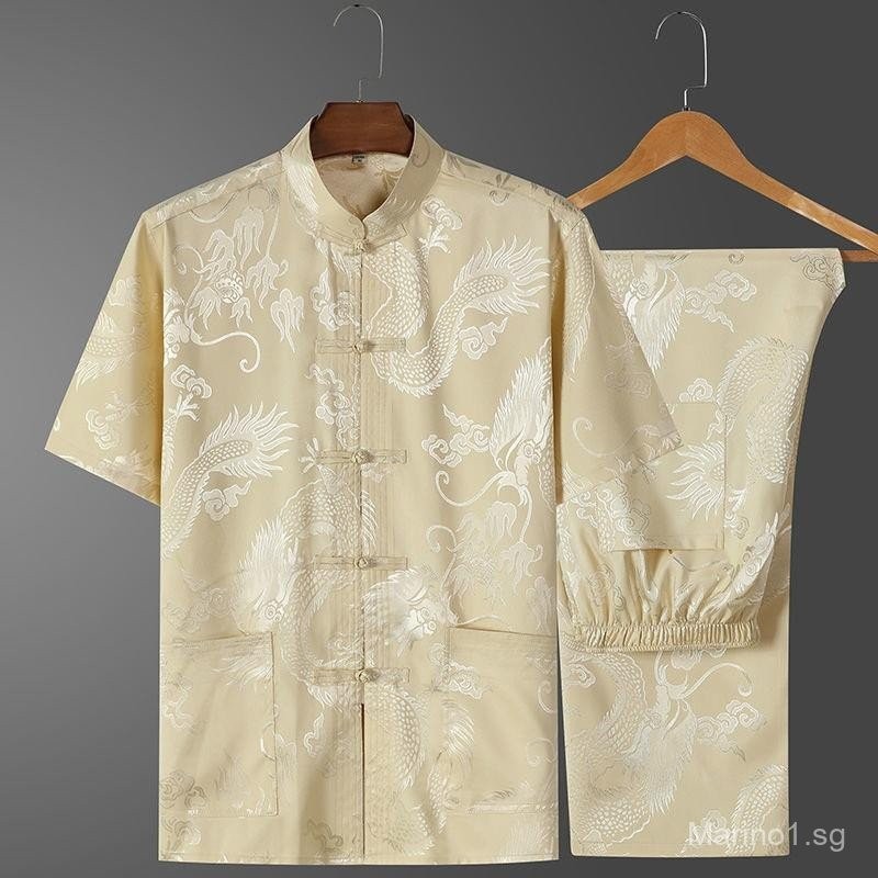 Chinese New Year Clothes Cheongsam Men Hanfu Cny ClothesIce Silk Tang ...