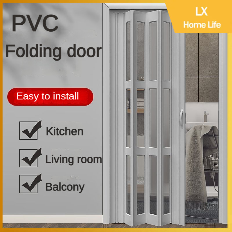 LX Pvc Collapsible Door Sliding Open Kitchen Sliding Door Indoor Partition Bathroom Balcony ...