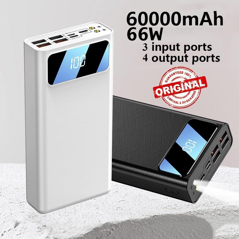 60000mAh 66w Powerbank Full Capacity 4 USB Charge Ports PD Fast ...