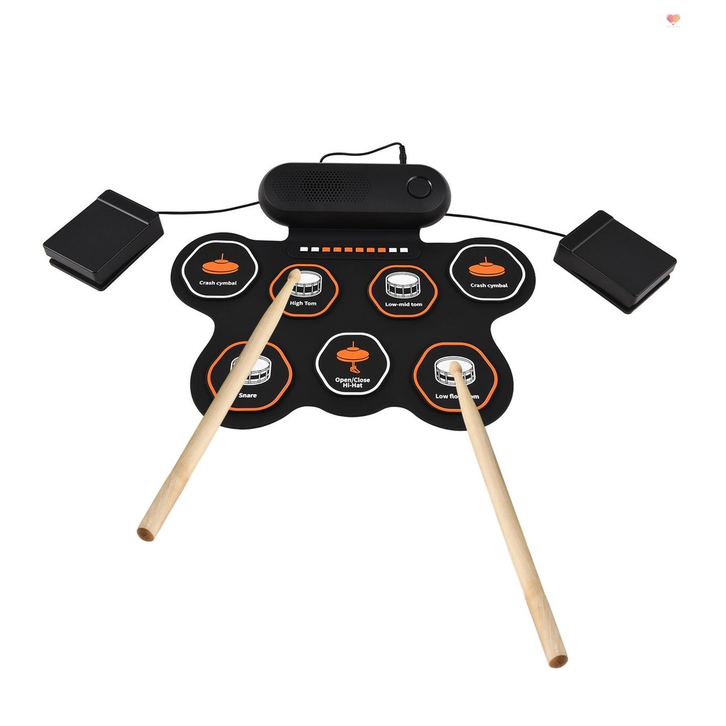 Electronic Drum Set with 3W Speaker Hand Roll Drum Set 7 Pads Supports ...
