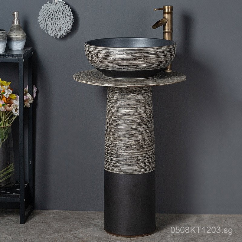 Integrated Ceramic Outdoor Floor-Standing Wash Basin T Pedestal Basin ...