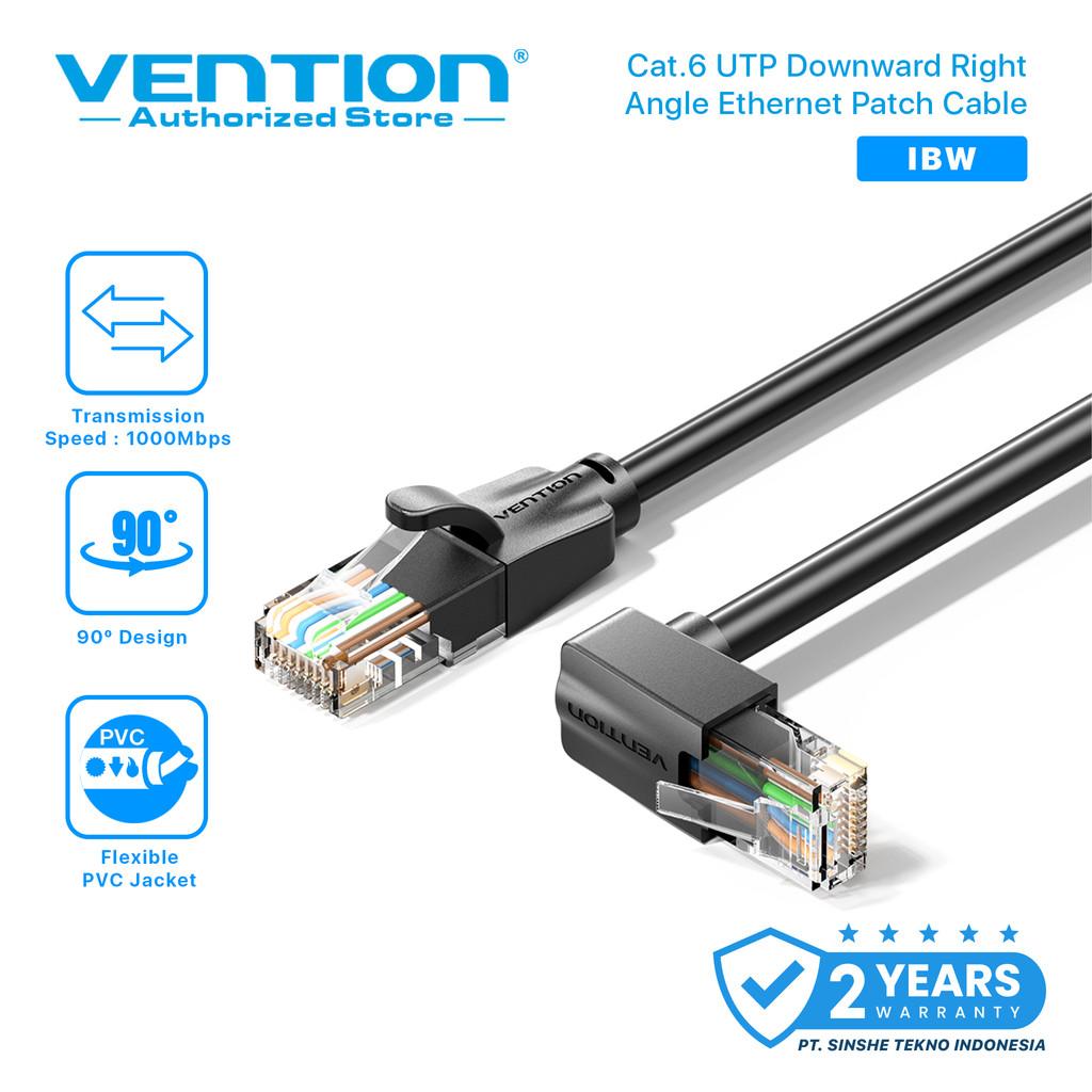Vention LAN Cable Cat6 UTP RJ45 90 Degree Gigabit Ethernet Patch Cord ...