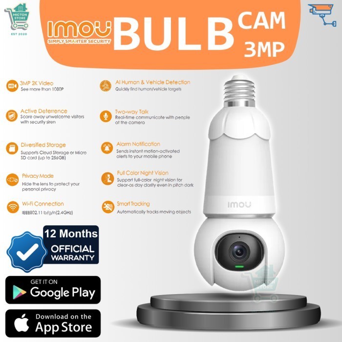 BEZTON IMOU Bulb Cam 3MP Resolution 3K UHD Bulb & Camera 2 in 1 CCTV ...