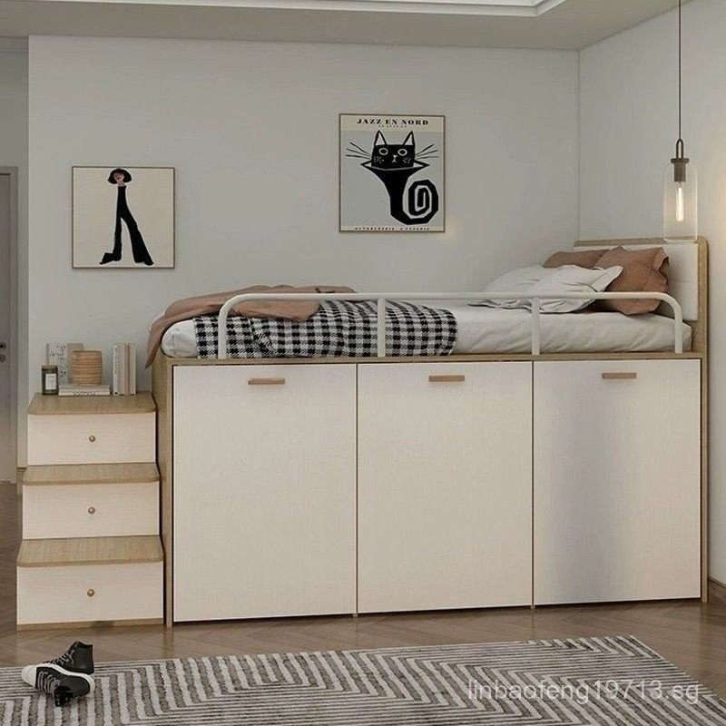 Adult and Children Half-Height Bed Combination Tatami Bed Wardrobe ...