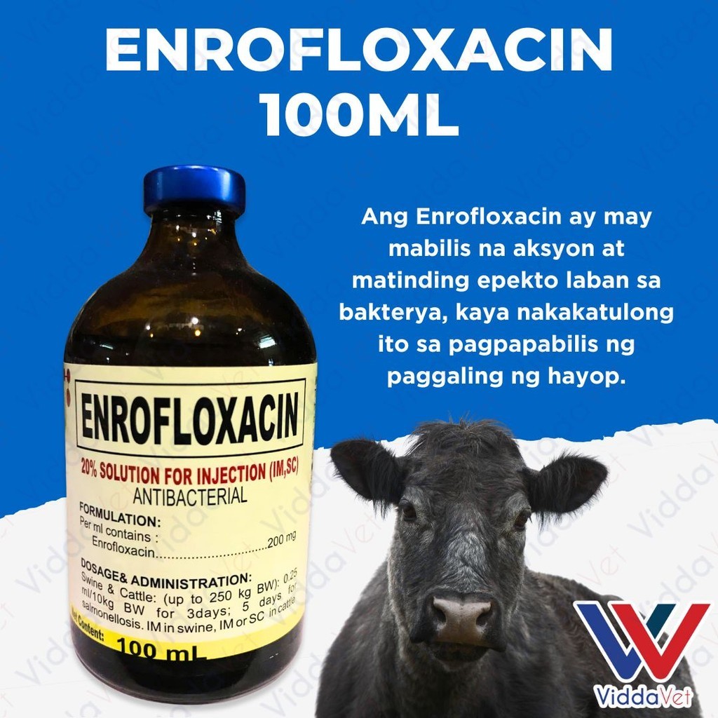 100ml Nutrivet Enrofloxacin 20% For Use in Cattle, Swine, Sheep, Goats ...