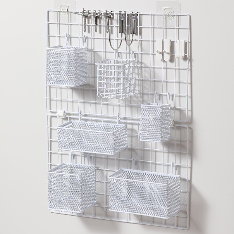 Iron Wire Grid Storage Rack Hanging Basket Tray Instant Noodles Shelves ...
