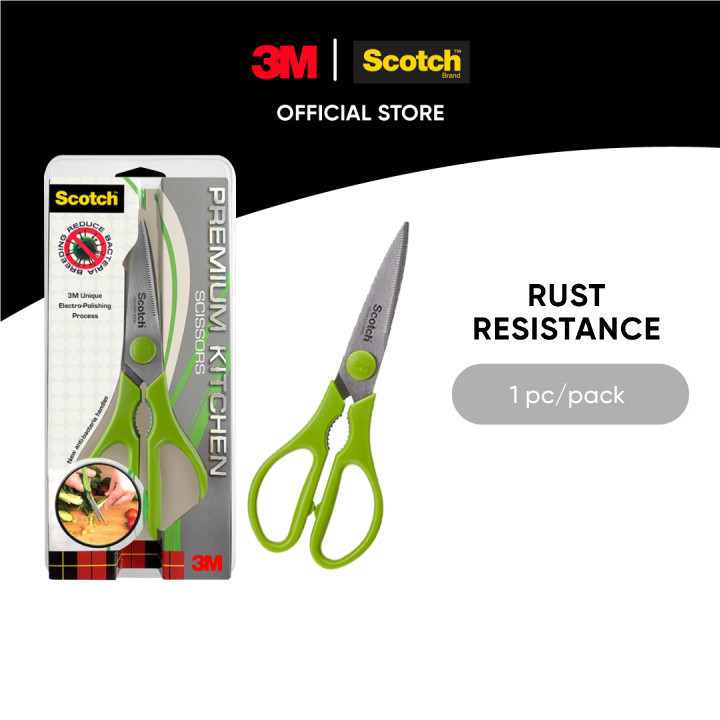 3M™ Scotch™ Premium Kitchen Scissors, Anti-Bacterial, 1 pc/pack, Green ...