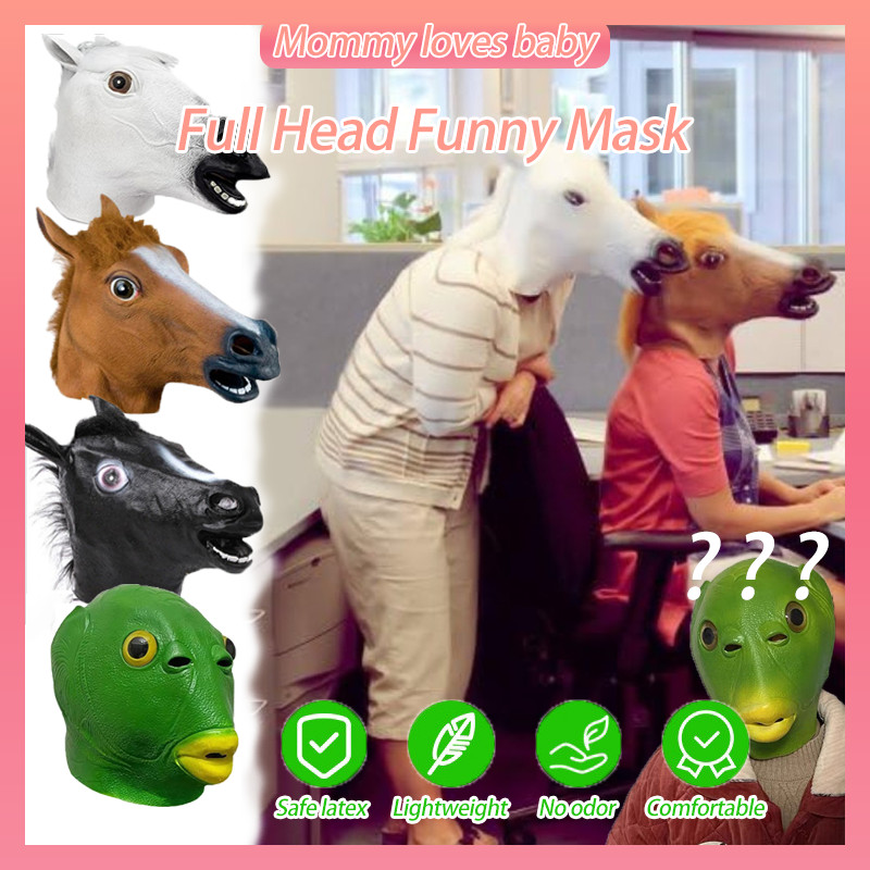 Latex Horse Head Mask Realistic Animal Costume Party Cosplay Halloween ...
