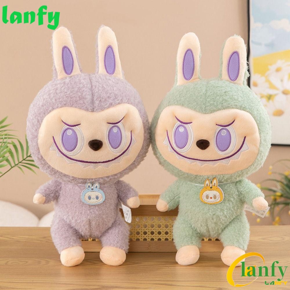 LANFY Labubu Plush Stuffed Doll, Big Eye Chest Badge Labubu Time Plush ...