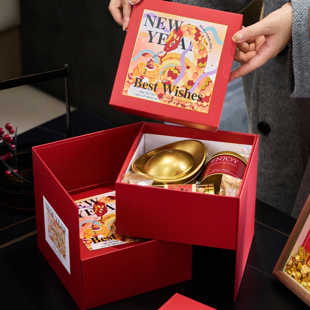 2025 New Year Creative Rotating Double Layer Gift Box Packaging Box ...