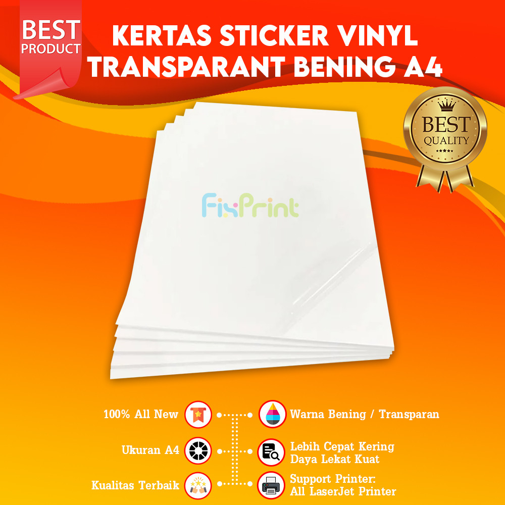 Transparent Vinyl Sticker 1 sheet A4 size, Clear Sticker Paper, New ...