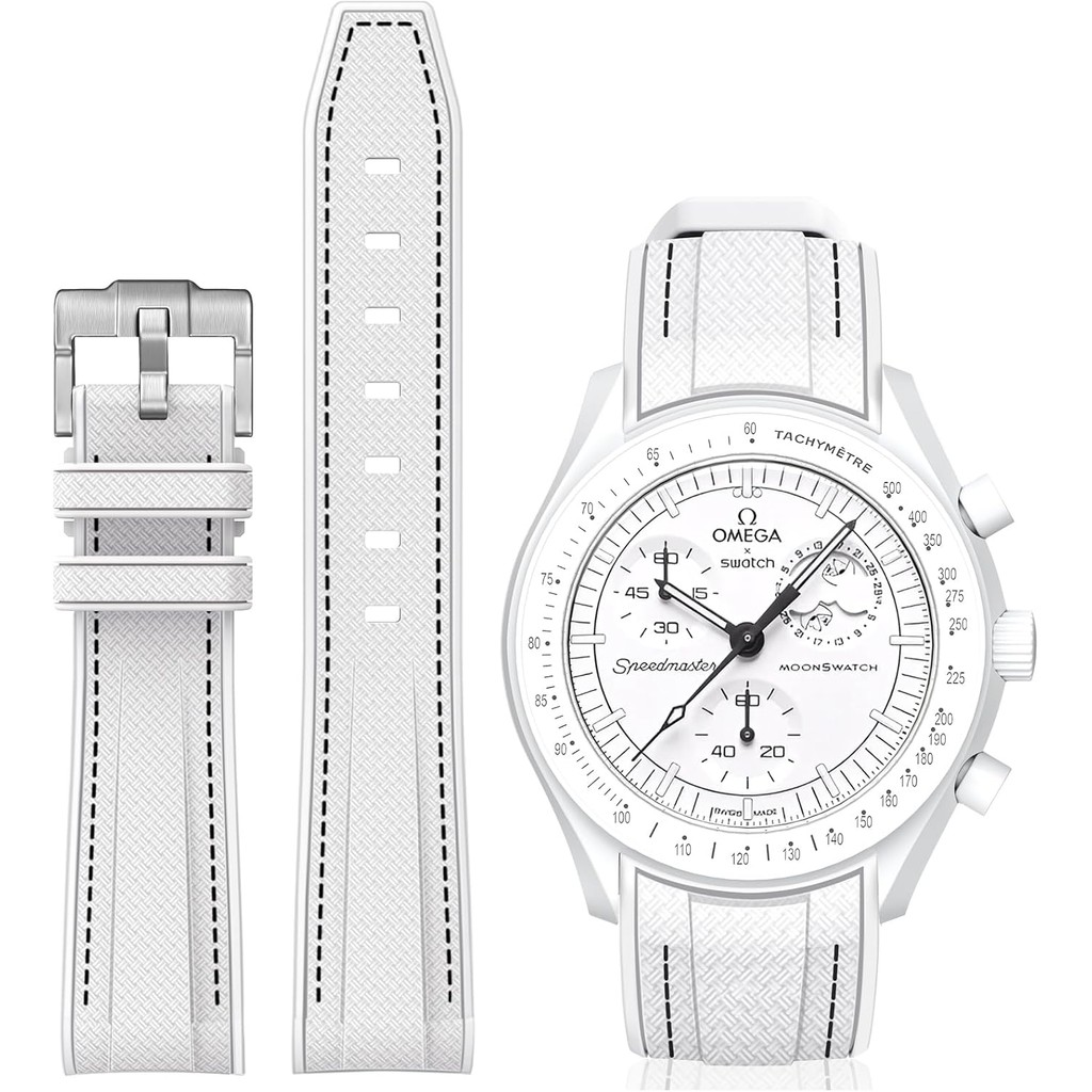 Bands for Moonswatch Watch,Curved SIlicone Strap Compatible with Omega ...