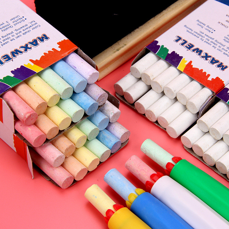 12pcs/boxed Children's Boxed White/colored Dust-free Chalk, Teachers ...