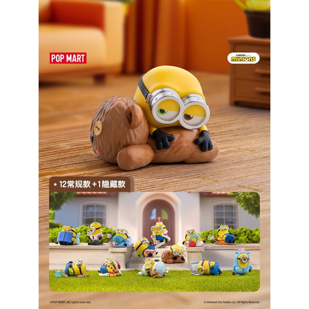 Genuine POPMART Minions lazy every day Series of figurines official art ...