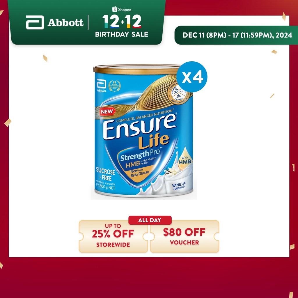 [Bundle of 4] Ensure®️ Life StrengthProTM Sucrose-Free 800g | Shopee Singapore