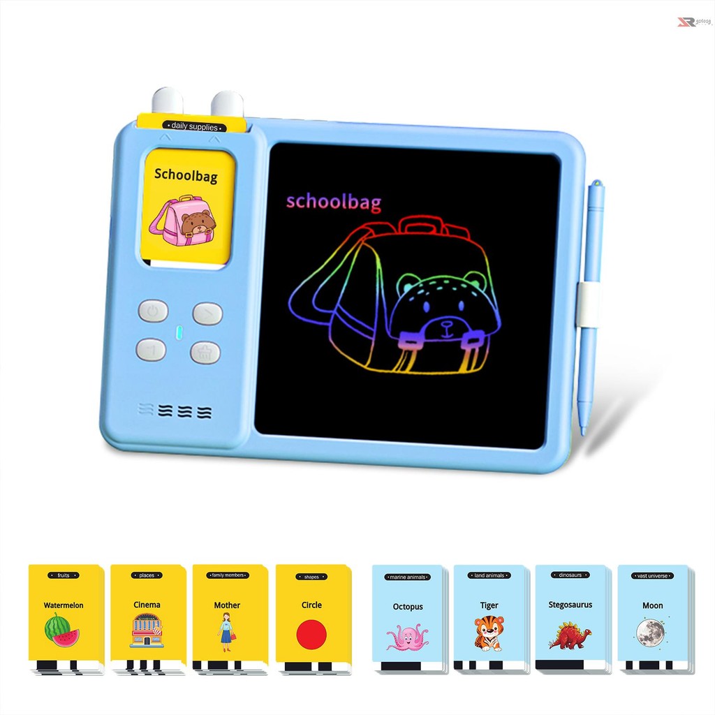 Talking Flash Cards Writing Tablet 2 in 1 Educational Child LCD Drawing ...